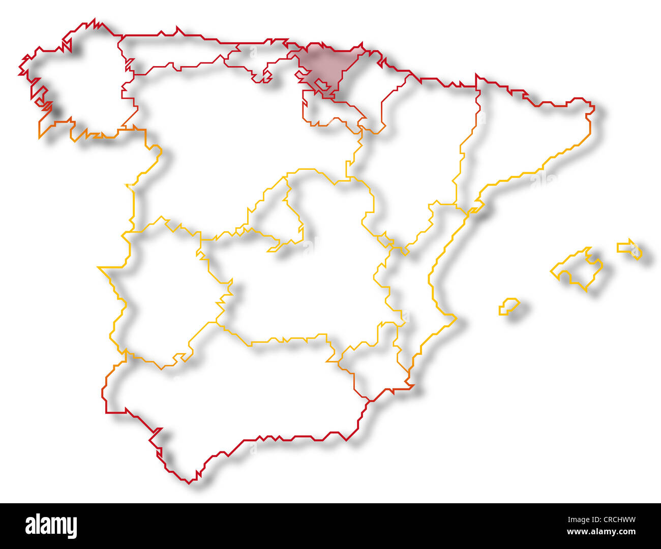 Political map of Spain with the several regions where Basque Country is ...