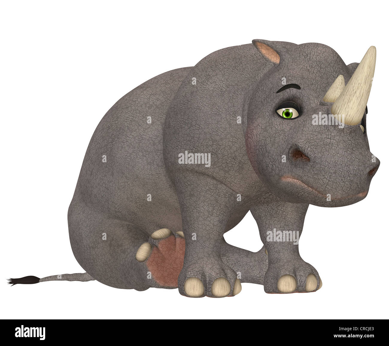 Illustration of a sad rhinoceros isolated on a white background Stock ...