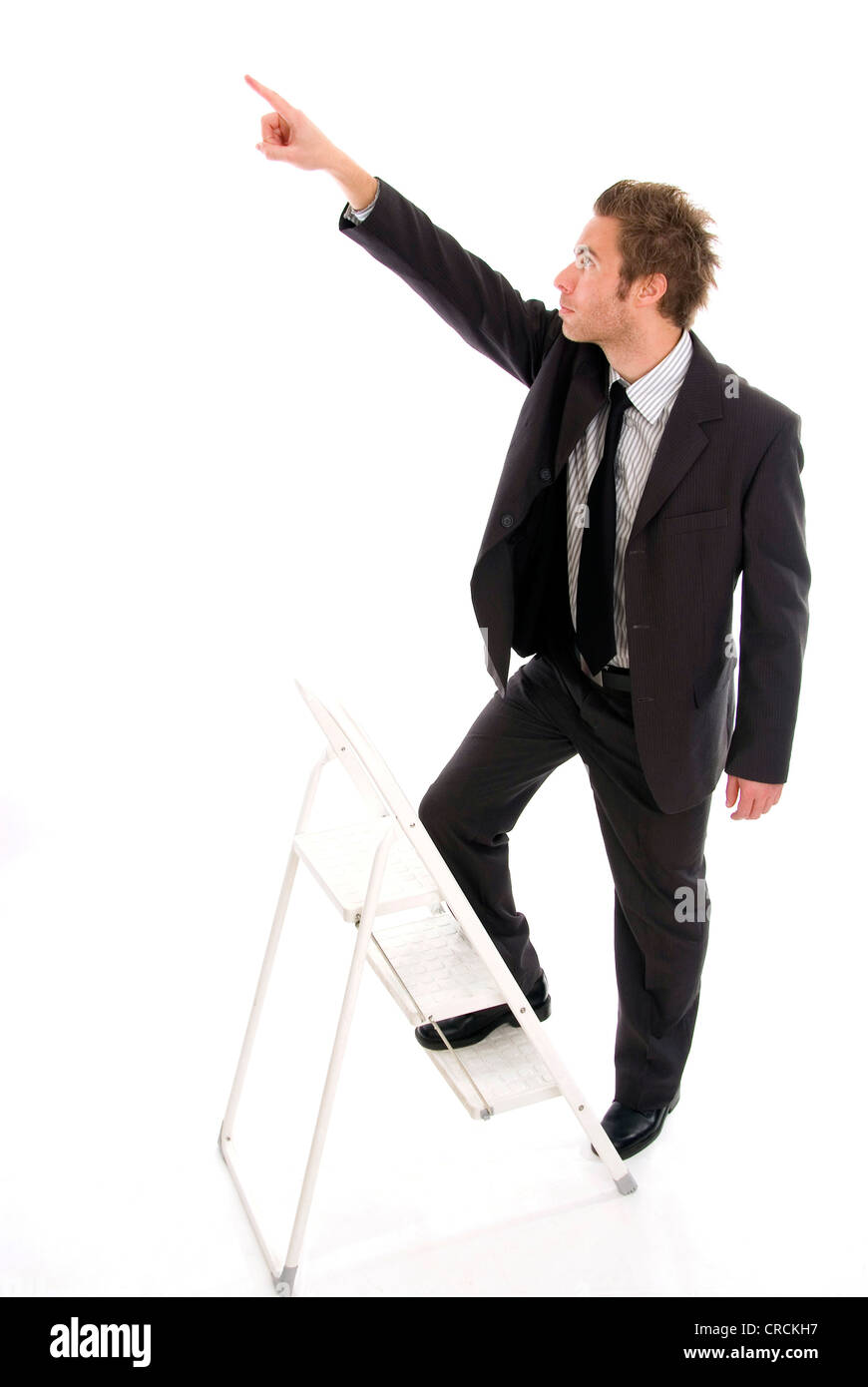 Man working up ladder Cut Out Stock Images & Pictures - Alamy