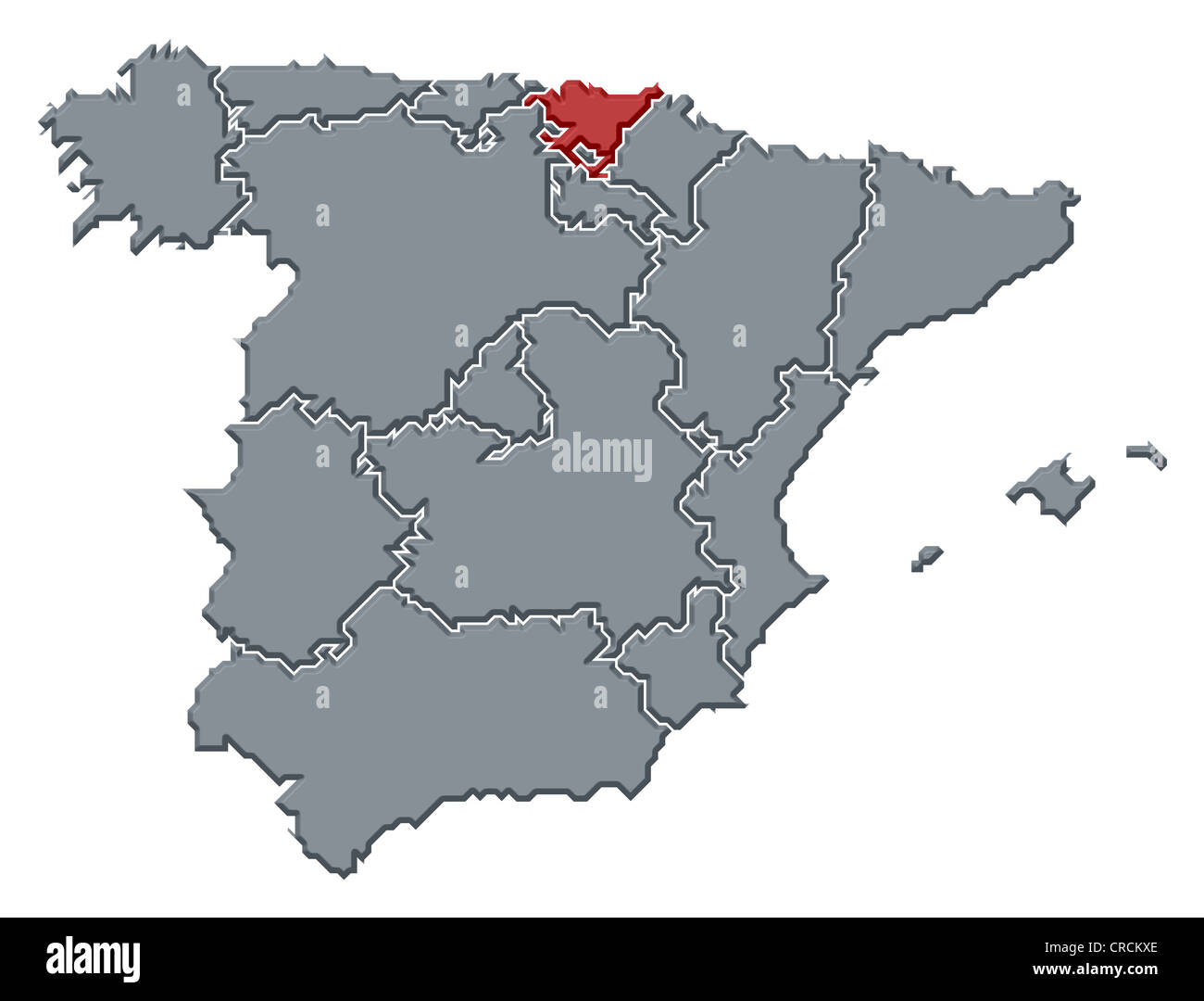 Political map of Spain with the several regions where Basque Country is ...