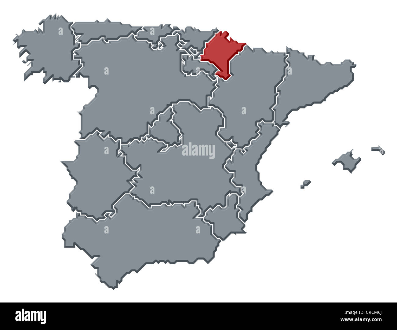 Political map of Spain with the several regions where Navarre is ...