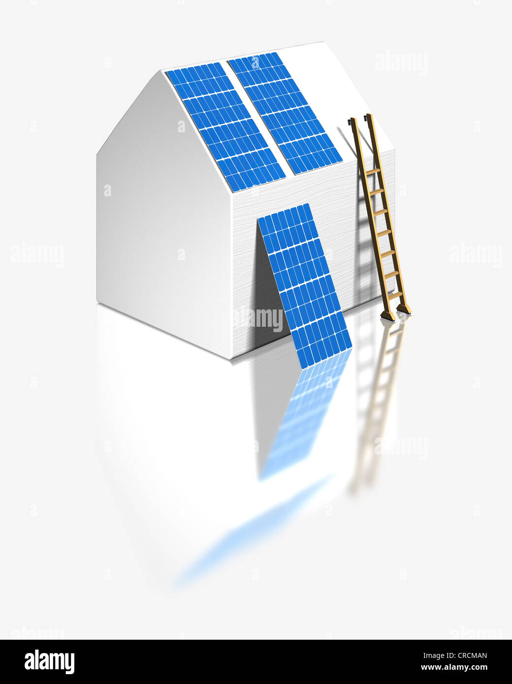House with solar panels, real estate, illustration Stock Photo - Alamy