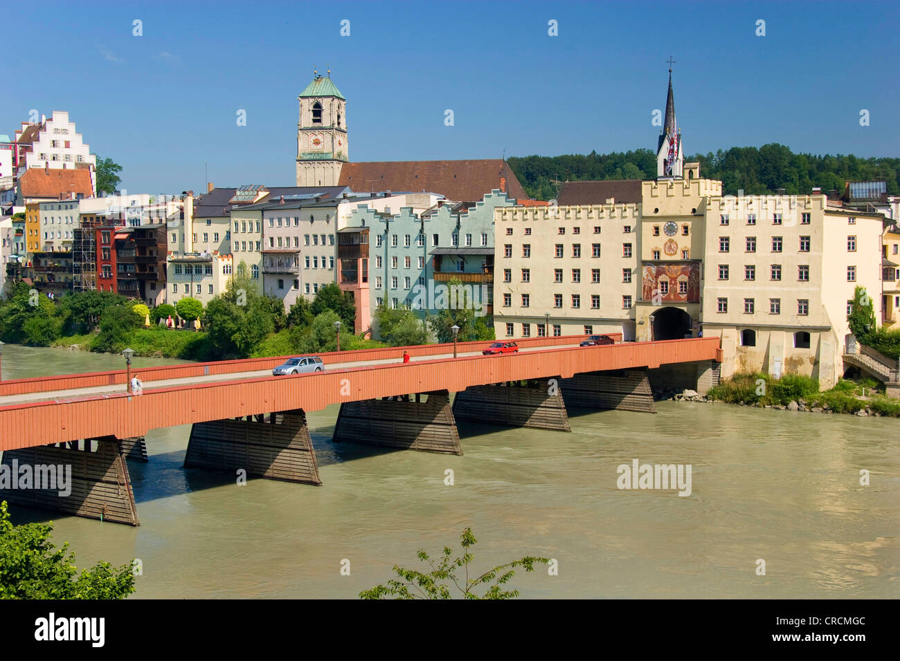 The inn river bridge wasserburg bavaria germany german architecture hi ...
