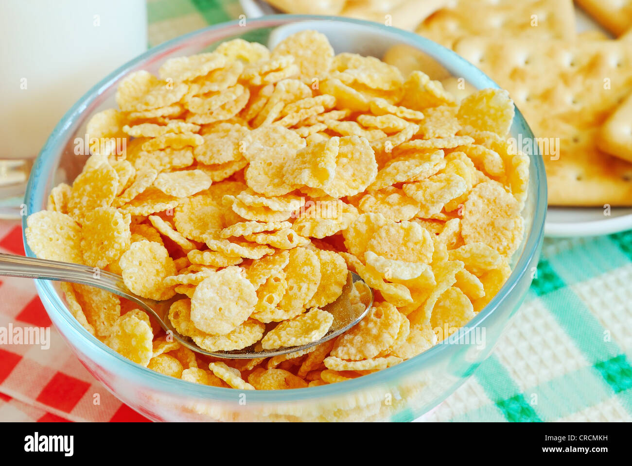 Breakfast with cornflakes Stock Photo - Alamy