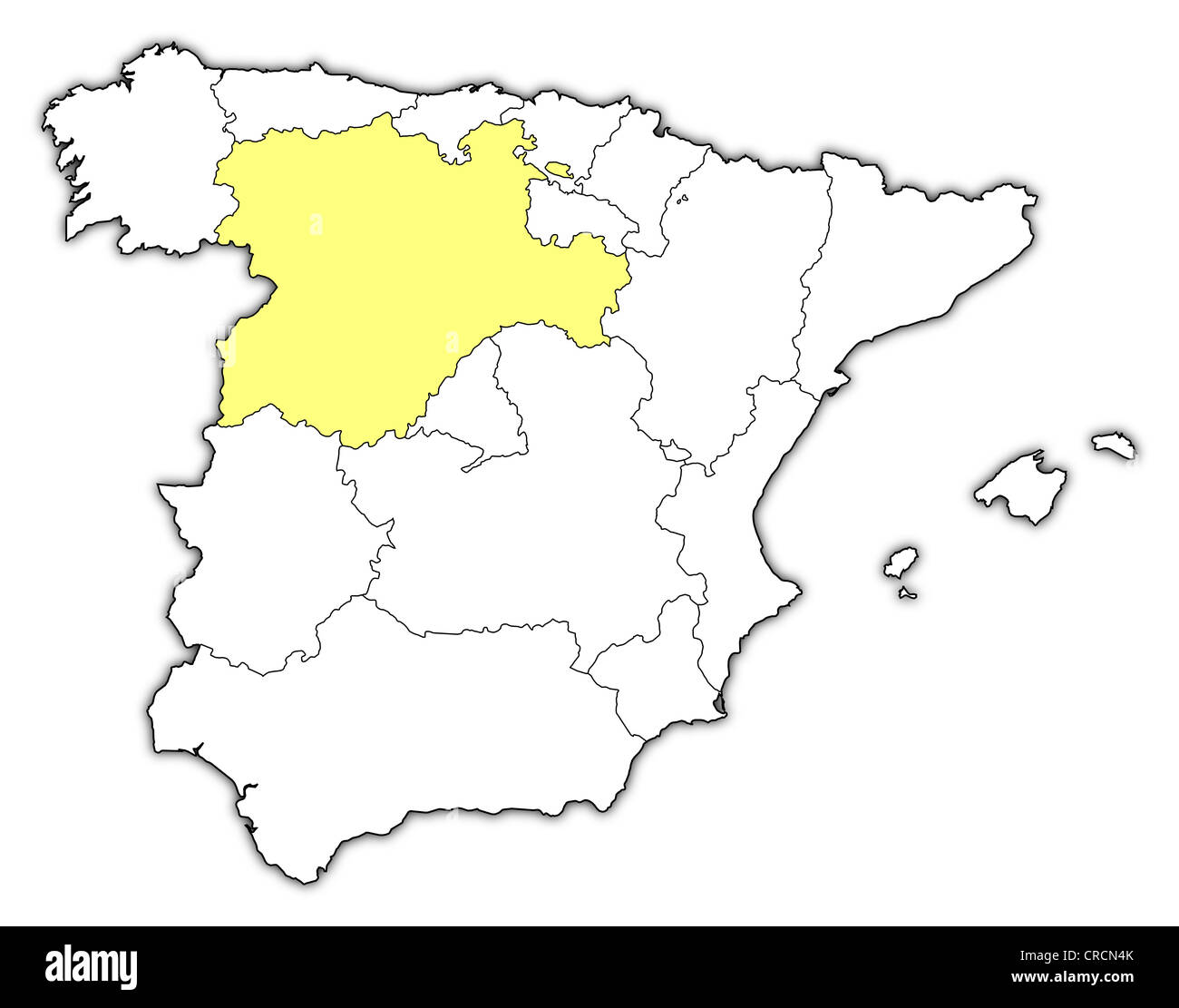 Political map of Spain with the several regions where Castile and León ...
