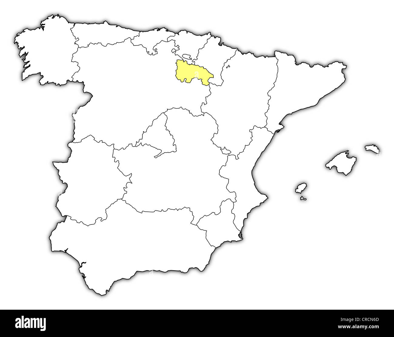 Political map of Spain with the several regions where La Rioja is ...