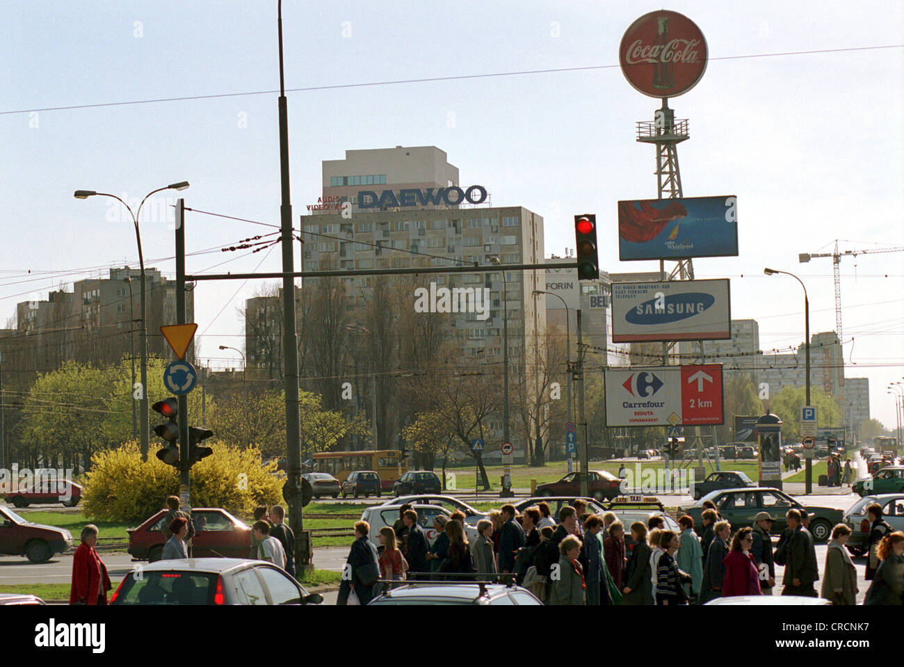 Intersection of two main streets in Warsaw Stock Photo - Alamy