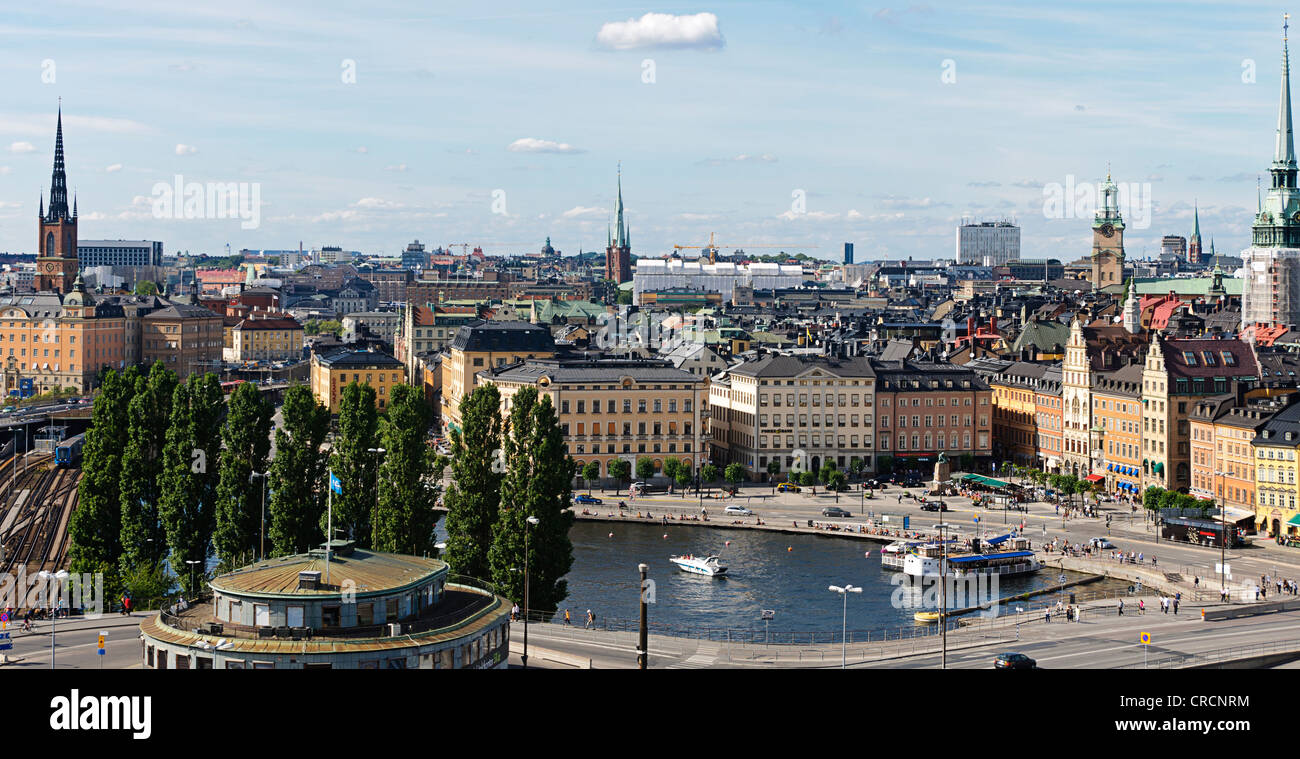 Aerial view of central Stockholm: Slussen and Stockholm old town (Gamla ...