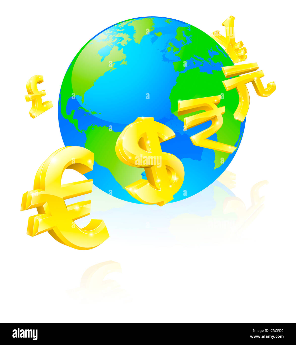 International currency signs flying around a world globe Stock Photo ...