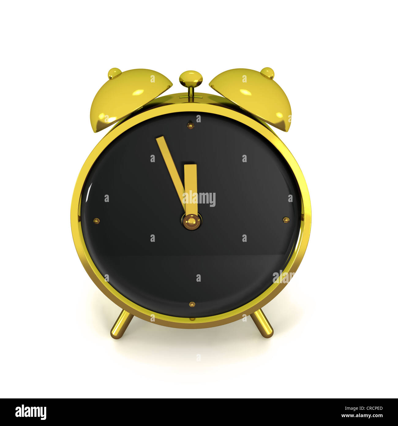 Golden alarm clock isolated on white background Stock Photo - Alamy