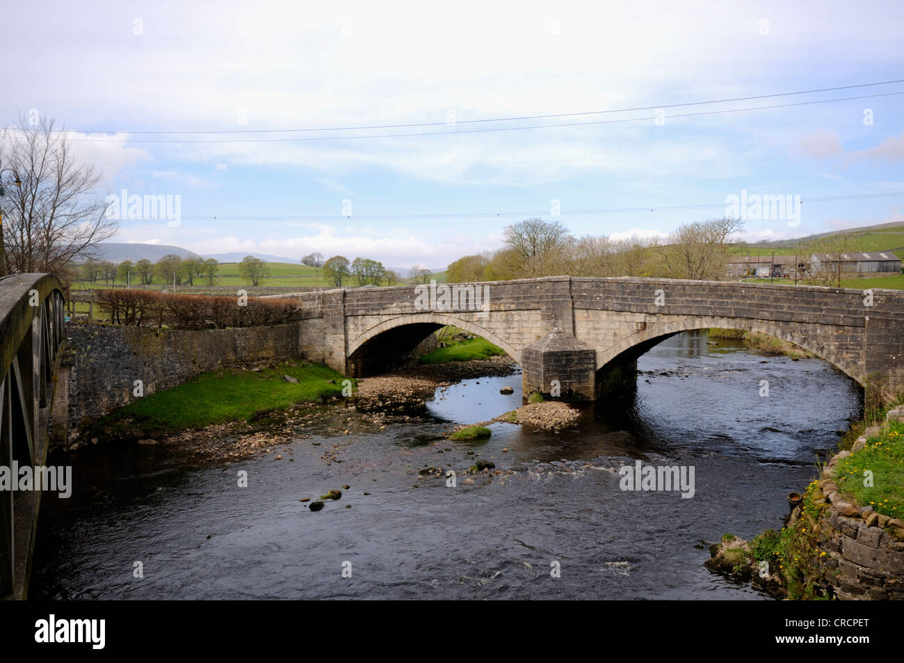 The River Ribble running under bridges at Horton in Ribblesdale in the ...