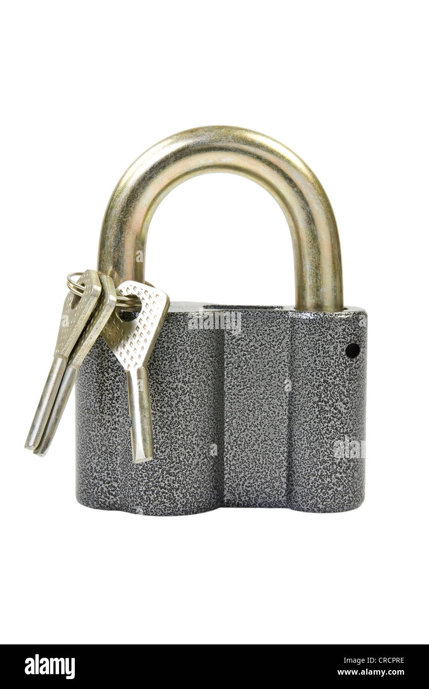 padlock with keys isolated on white background Stock Photo - Alamy
