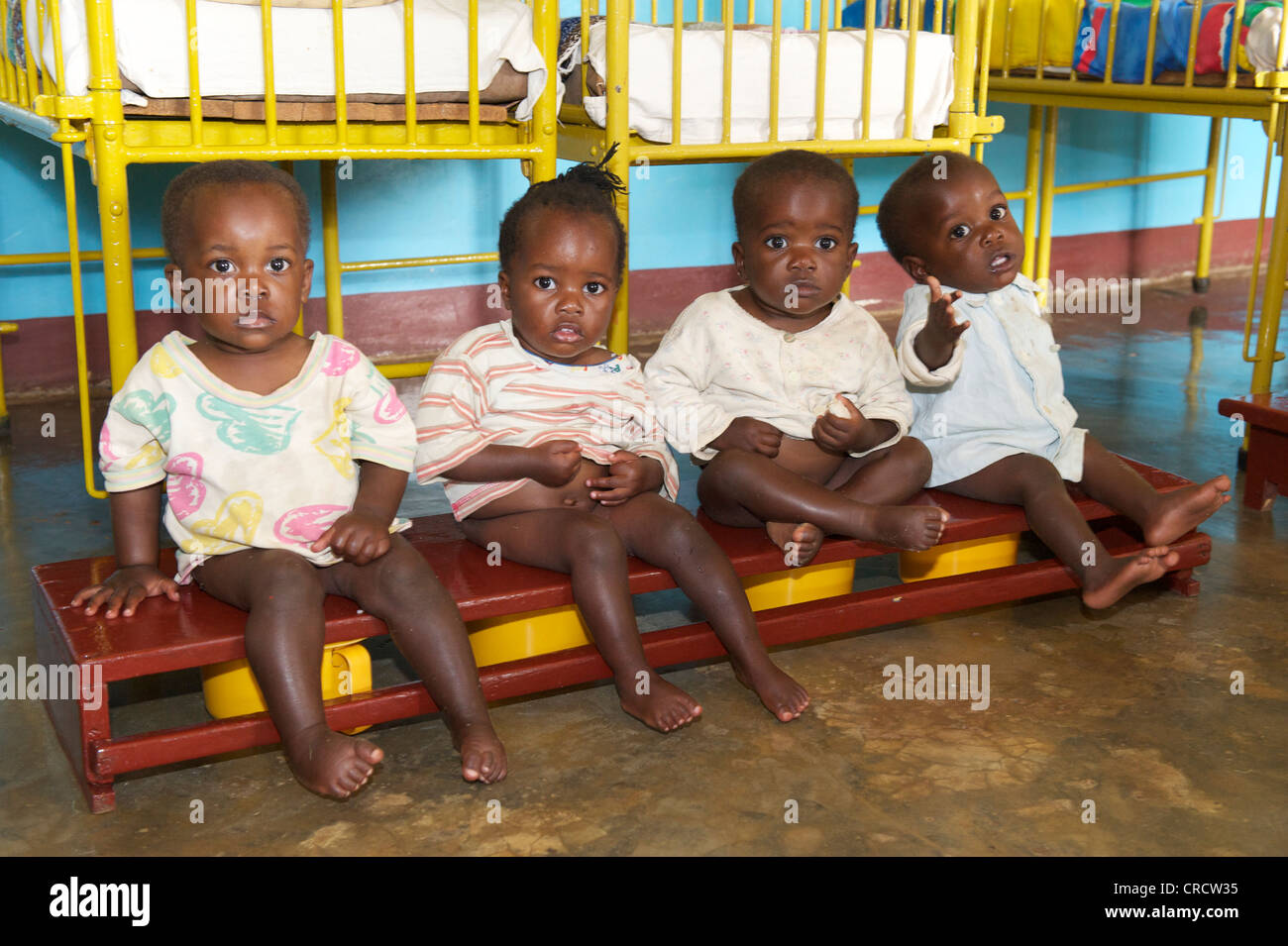 Small children on the potty in an orphanage near Bukoba, Tanzania ...