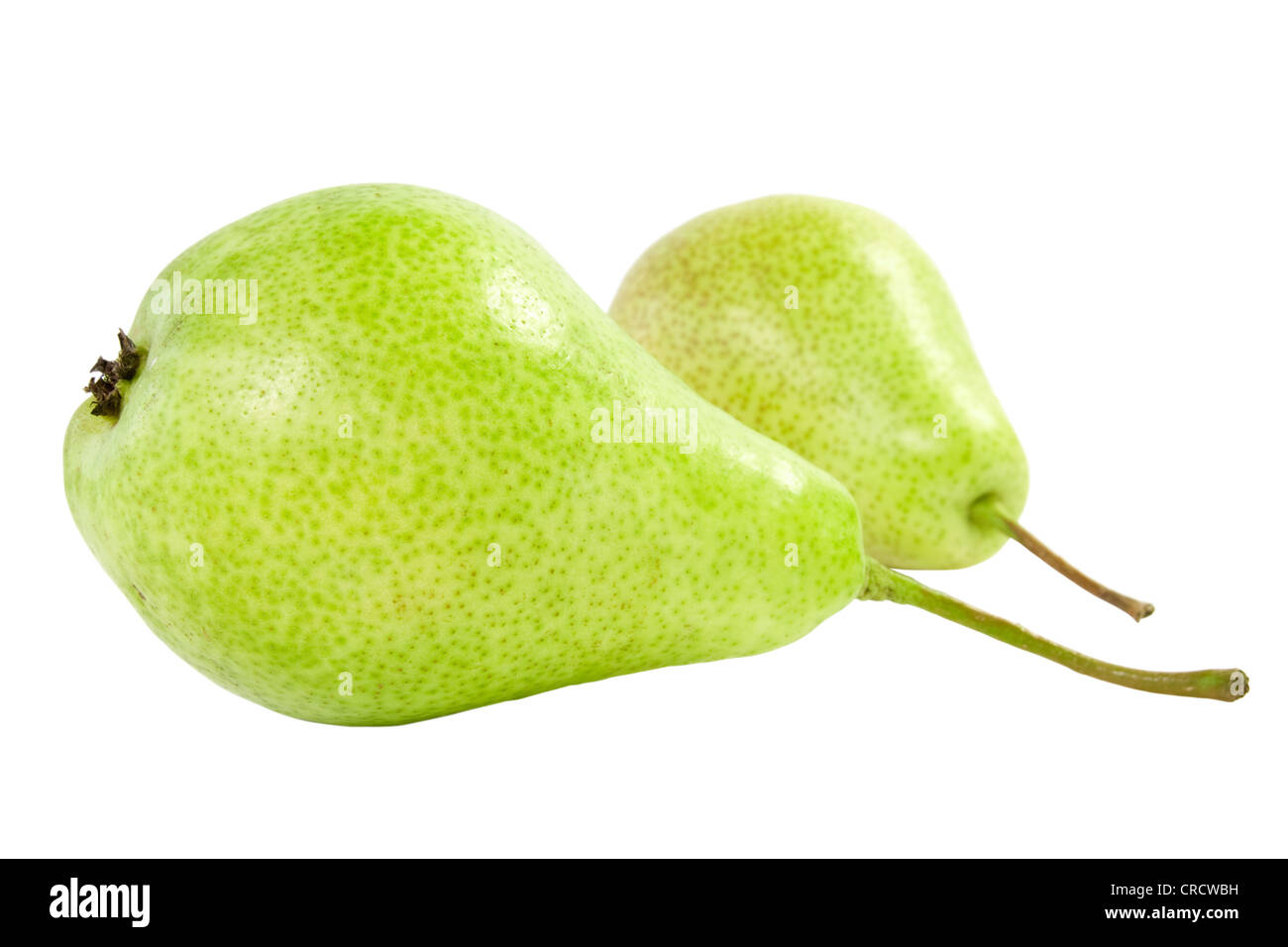 two ripe green pears isolated on white background Stock Photo - Alamy