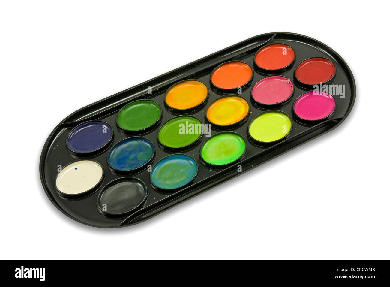 watercolour paint tray isolated on white background Stock Photo - Alamy