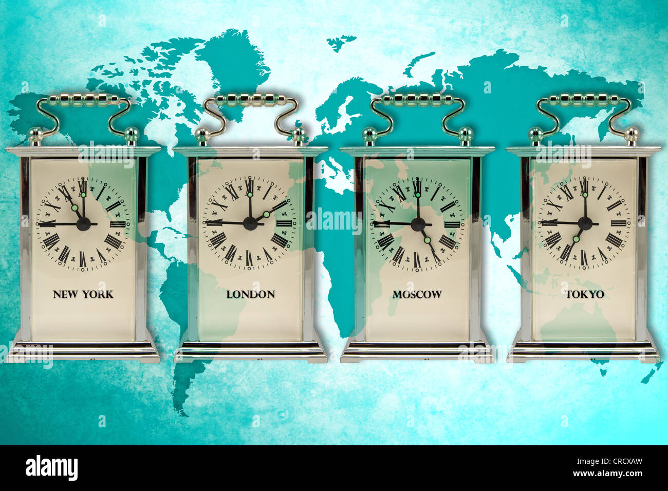 business travel concept. Timezone clocks showing different time Stock ...