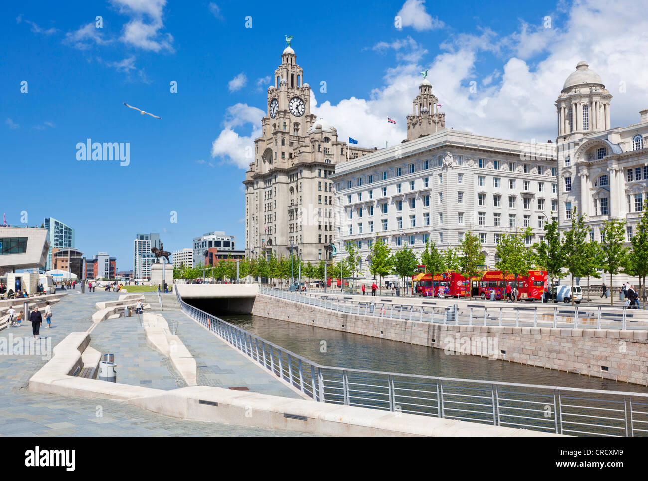 Pier head three graces buildings Liverpool waterfront Merseyside ...