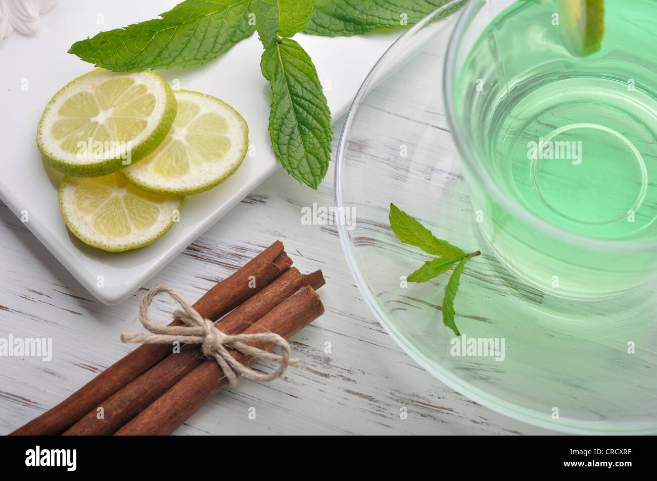 herbal mint and daisy tea Stock Photo - Alamy