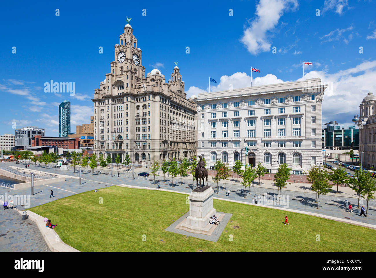 Pier head three graces buildings Liverpool waterfront Merseyside ...
