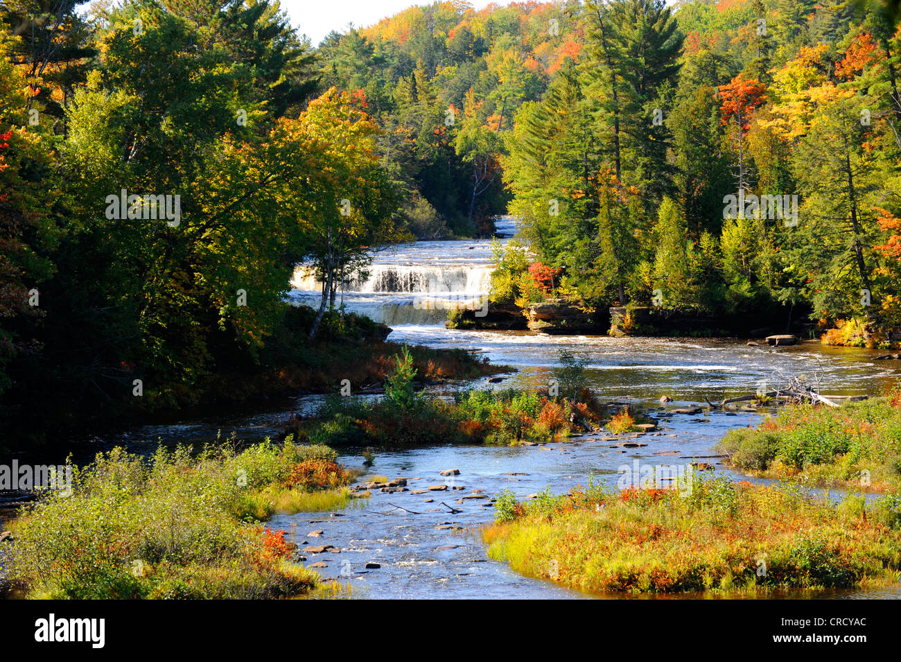 Tahquamenon Falls and River in autumn Michigan Upper Peninsula Stock ...