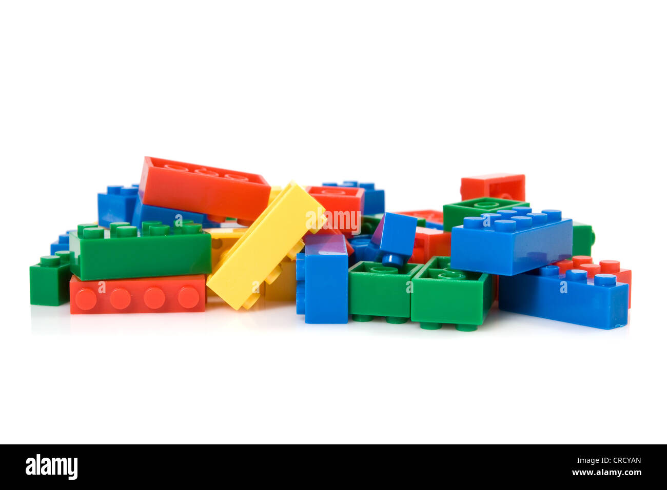 colorful plastic blocks on a white background Stock Photo - Alamy