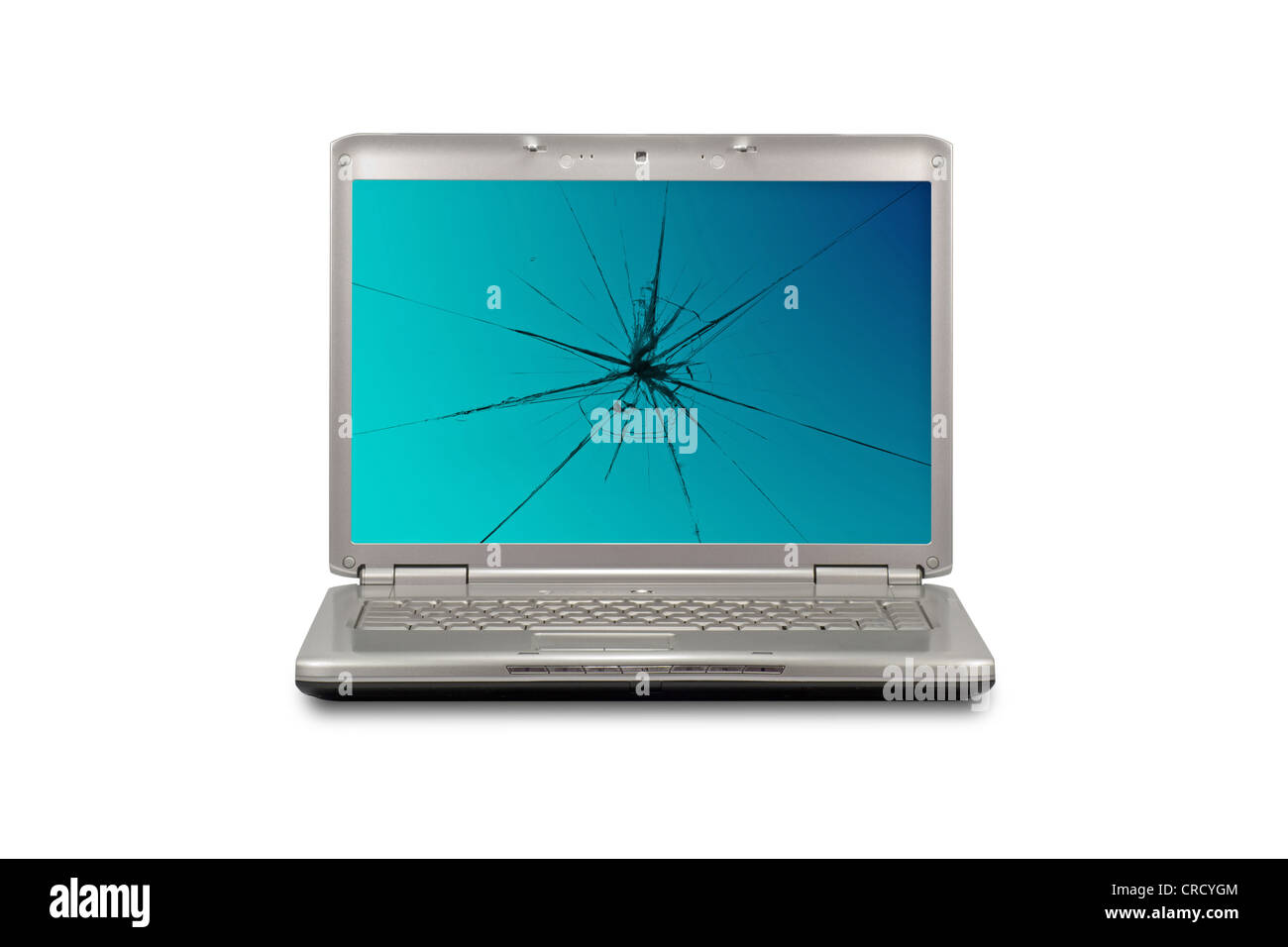 Computer with damaged screen. Isolated on white background Stock Photo ...