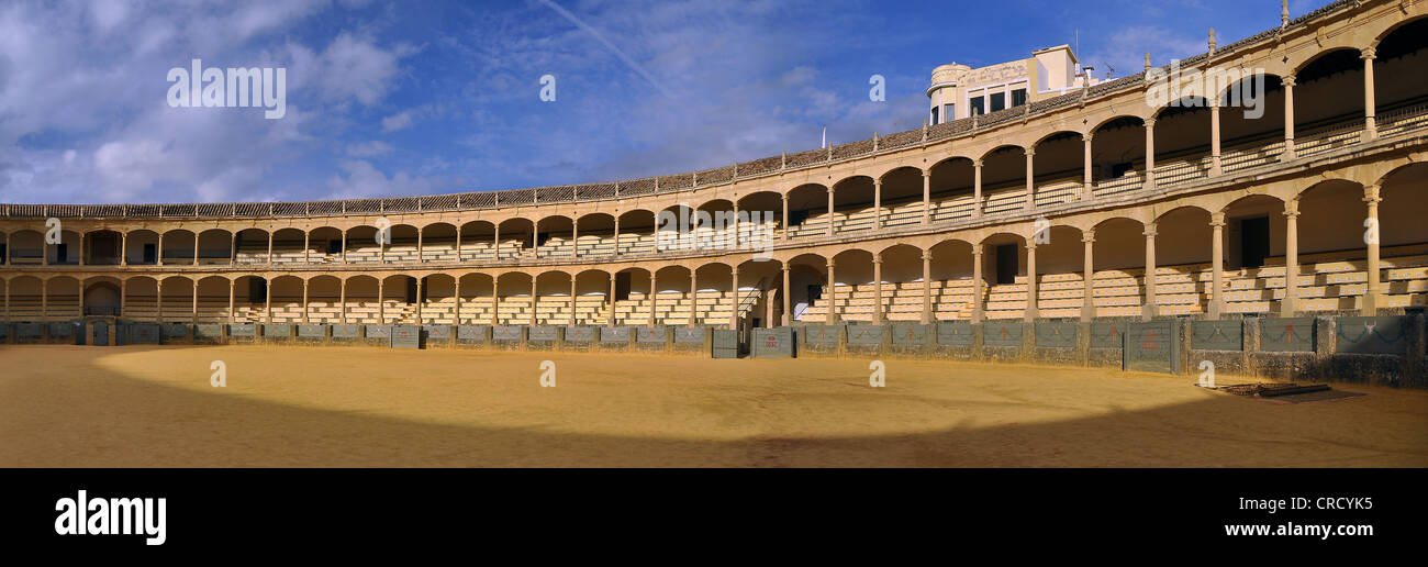 Panoramic view of the Ronda bullring, Ronda, Andalusia, Spain, Europe ...