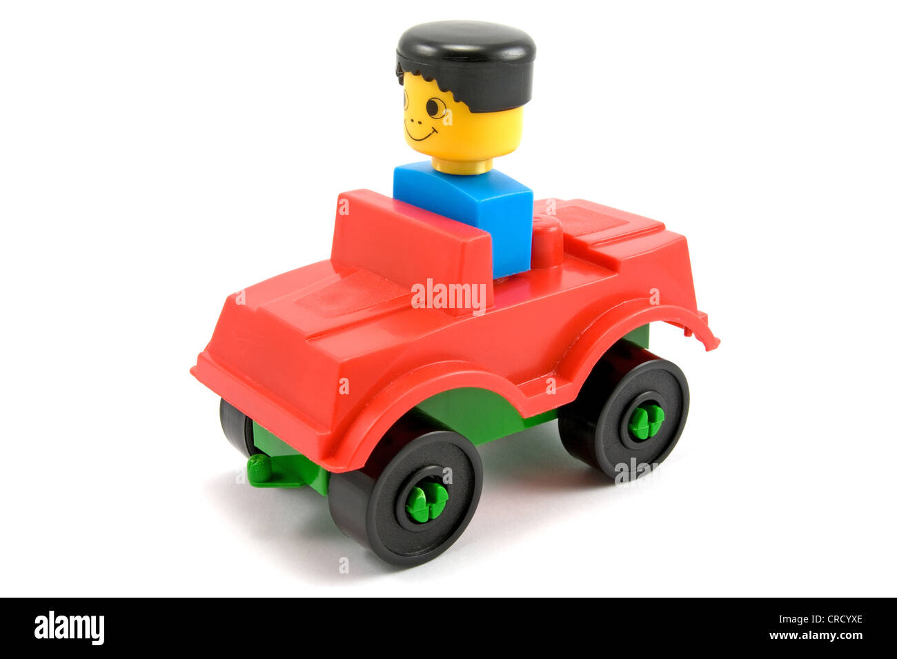 Toy car with driver over white background Stock Photo - Alamy