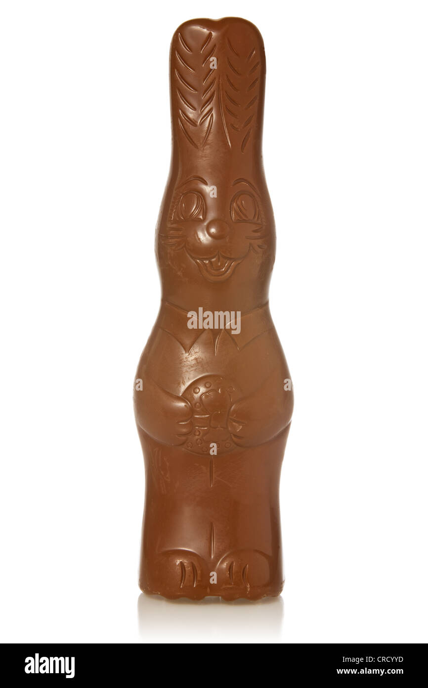 easter chocolate bunny with reflection on white background Stock Photo ...