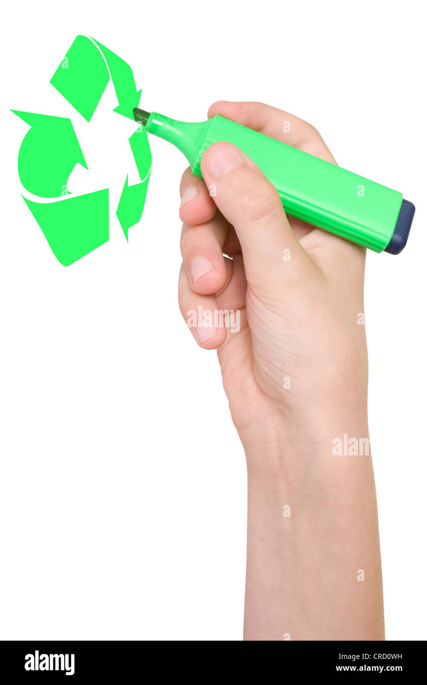 hand draws Recycling symbol. isolated on white Stock Photo - Alamy