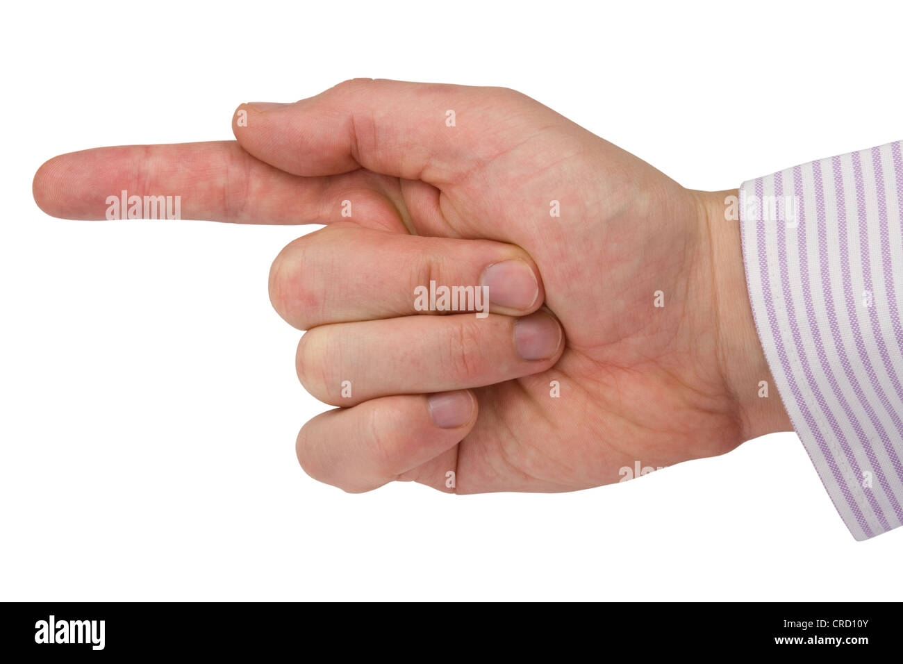 Hand pointing, touching or pressing. Isolated on white background Stock ...