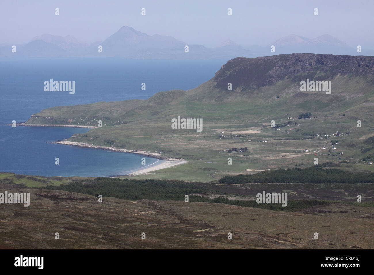 Elevated view of Laig Bay Isle of Eigg Scotland May 2012 Stock Photo ...