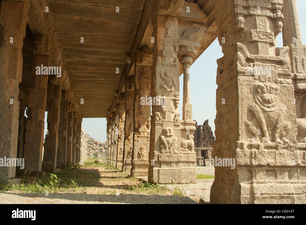 Carved stone columns Hampi heritage site, India, Kanatika, Asia Stock ...