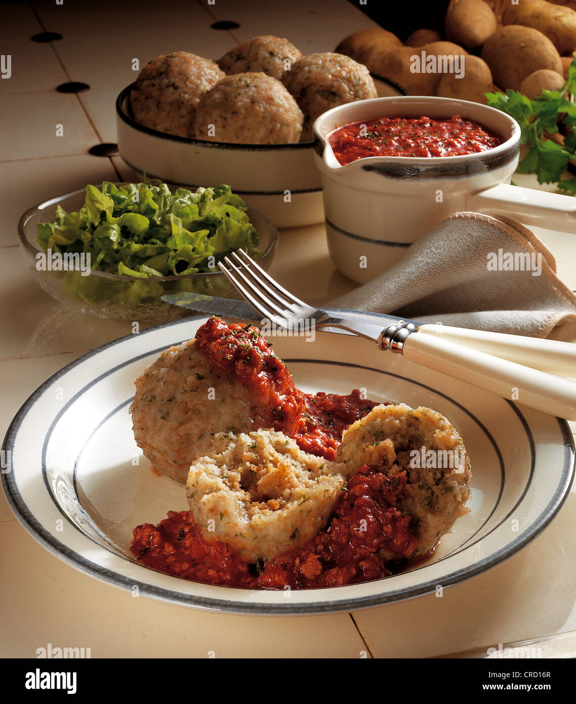 Bread dumplings with bacon, Germany Stock Photo - Alamy