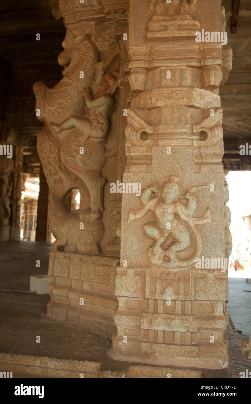 Carved stone columns Hampi heritage site, India, Kanatika, Asia Stock ...