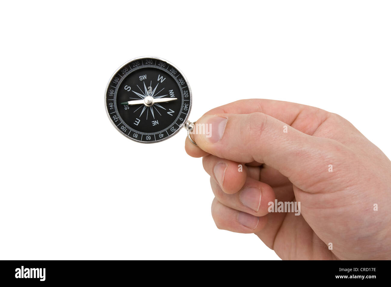 human hand with compass. isolated on white Stock Photo - Alamy