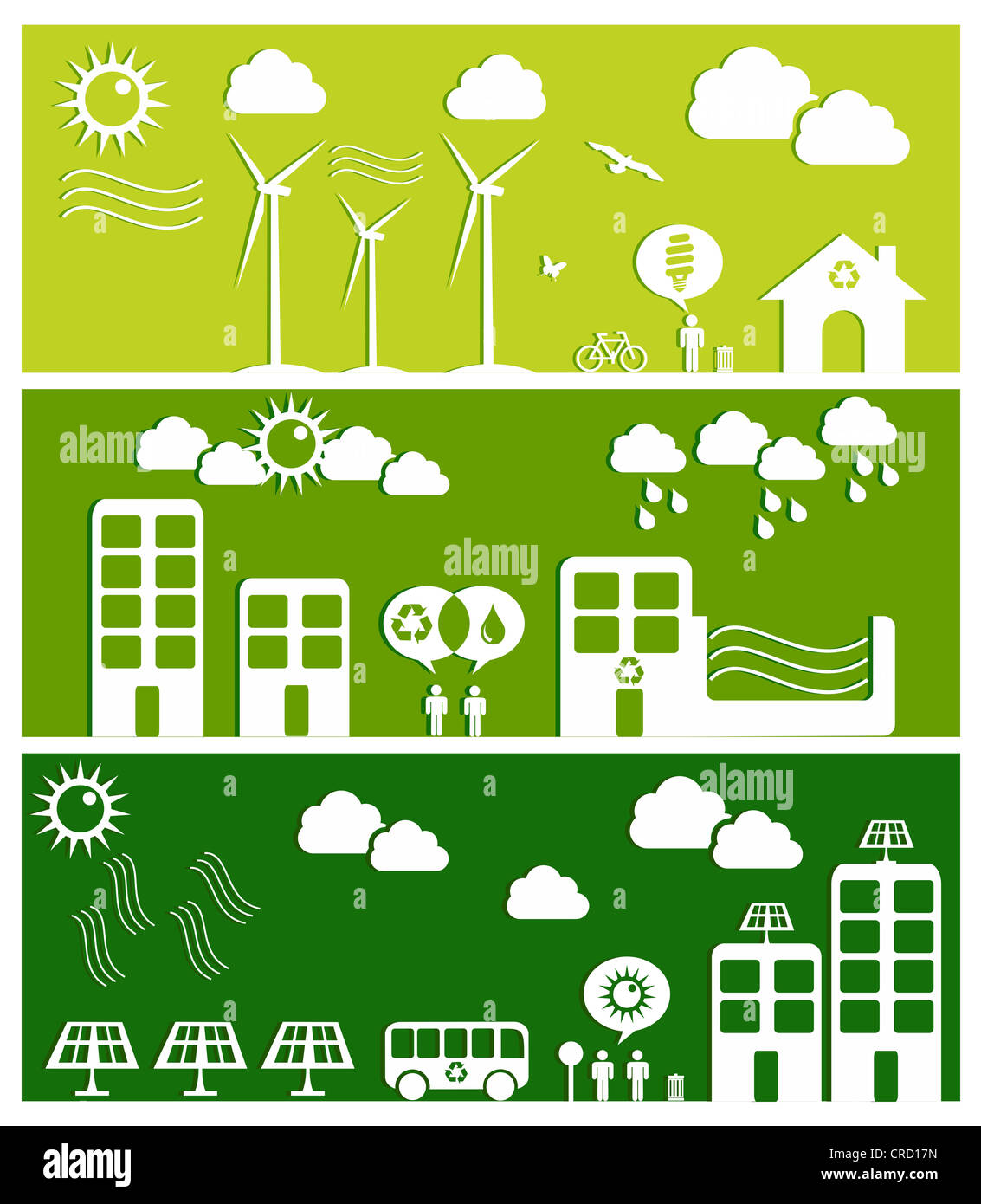 Go green city banners. Industry sustainable development with ...