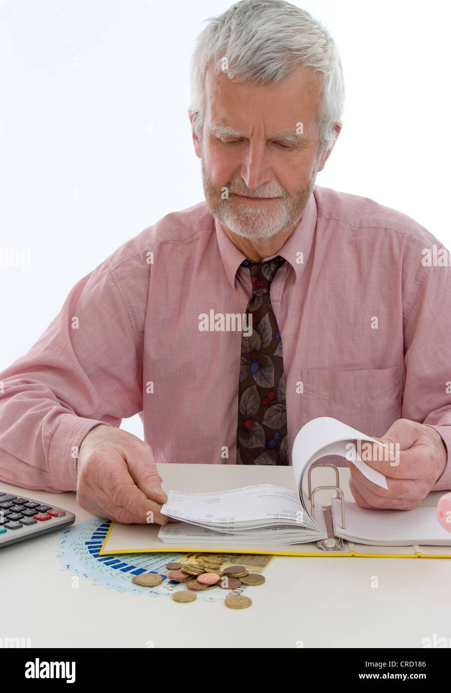 older man controls statements of his bank account Stock Photo - Alamy
