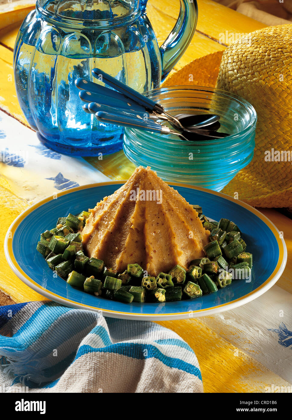 Corn pudding with okra, Barbados Stock Photo - Alamy