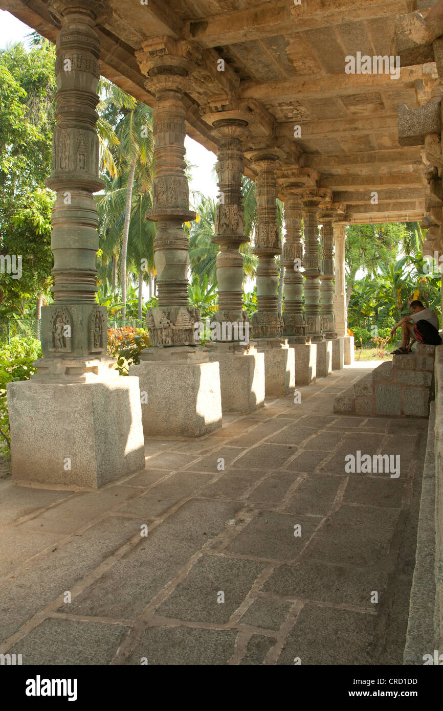Carved stone columns Hampi heritage site, India, Kanatika, Asia Stock ...