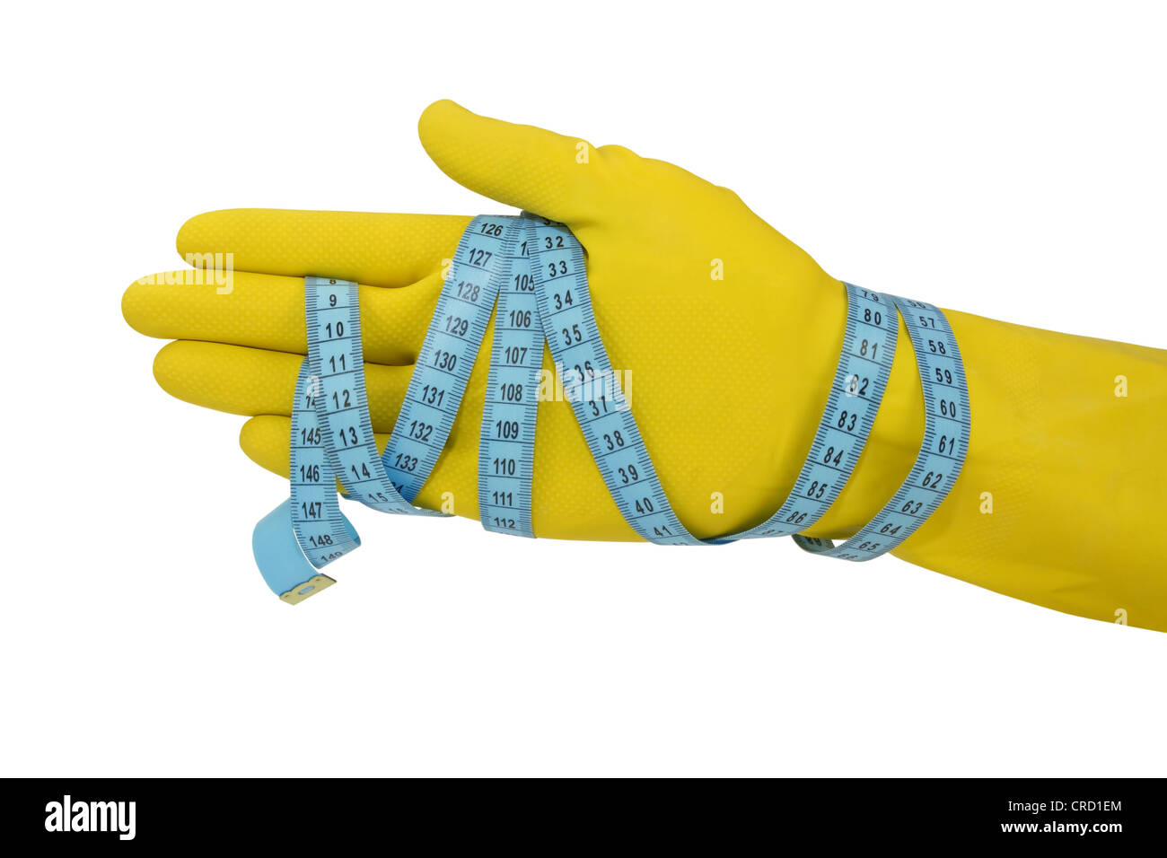 hand wrapped with measuring tape. isolated on white Stock Photo - Alamy