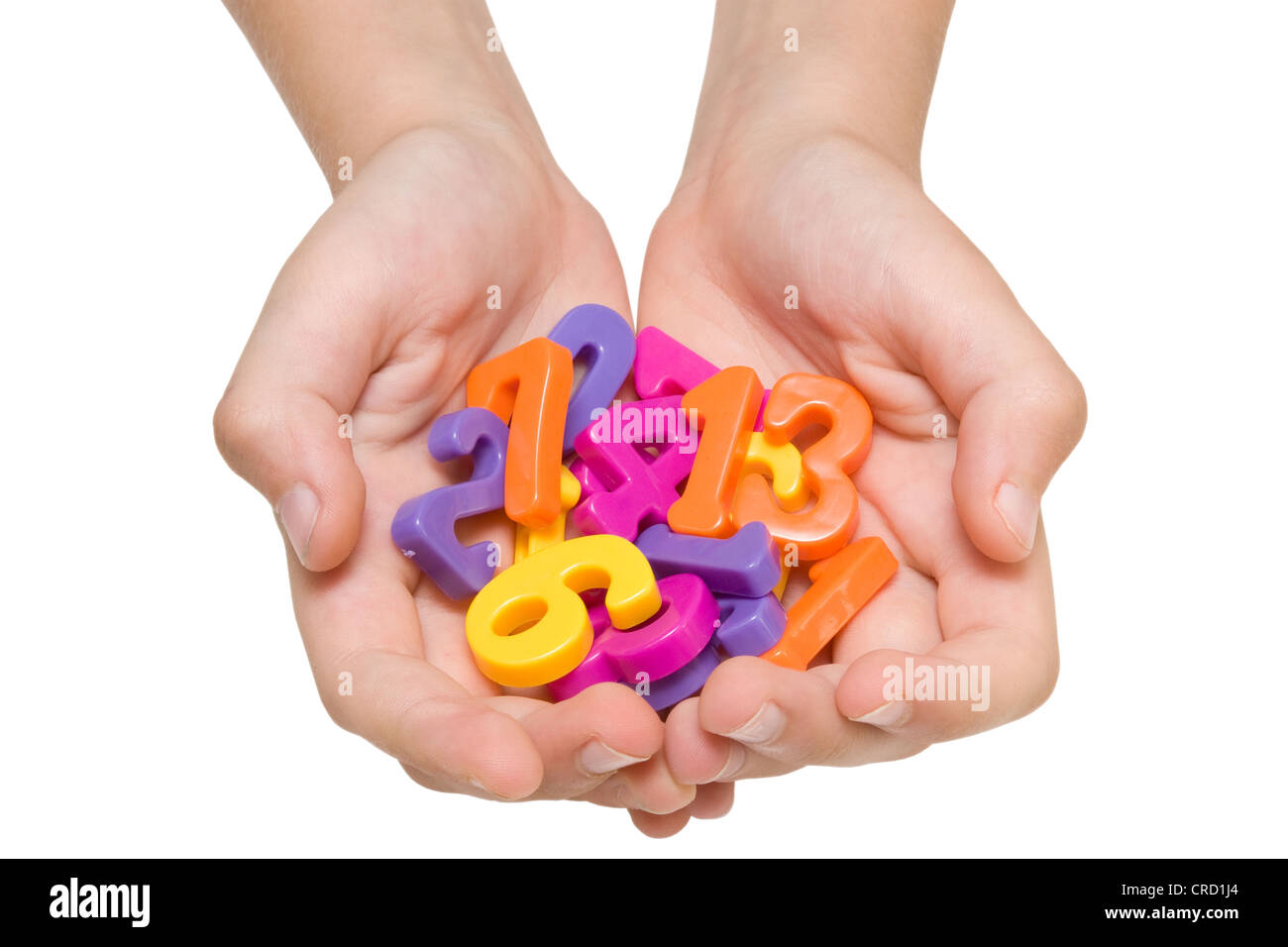 hands holding plastic numbers. isolated on white Stock Photo - Alamy
