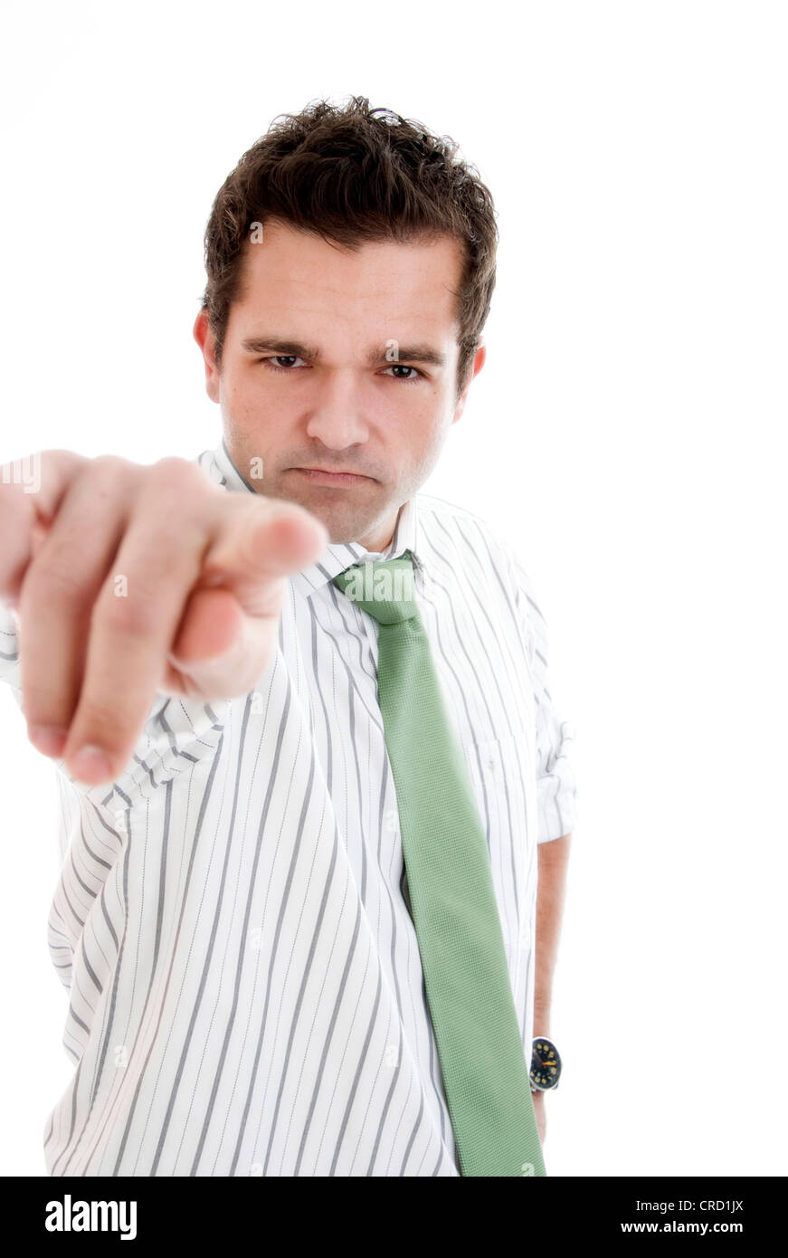 young businessman points a finger Stock Photo - Alamy