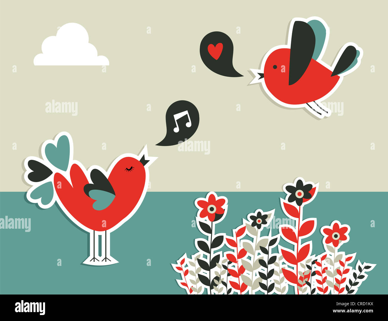 Fresh communication concept: birds with social speech bubble. Vector ...