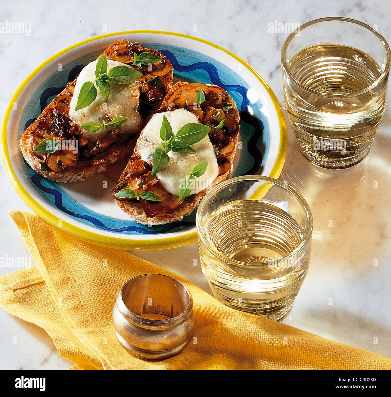 Trentino crostini with mushrooms, hot starter, Italy Stock Photo - Alamy