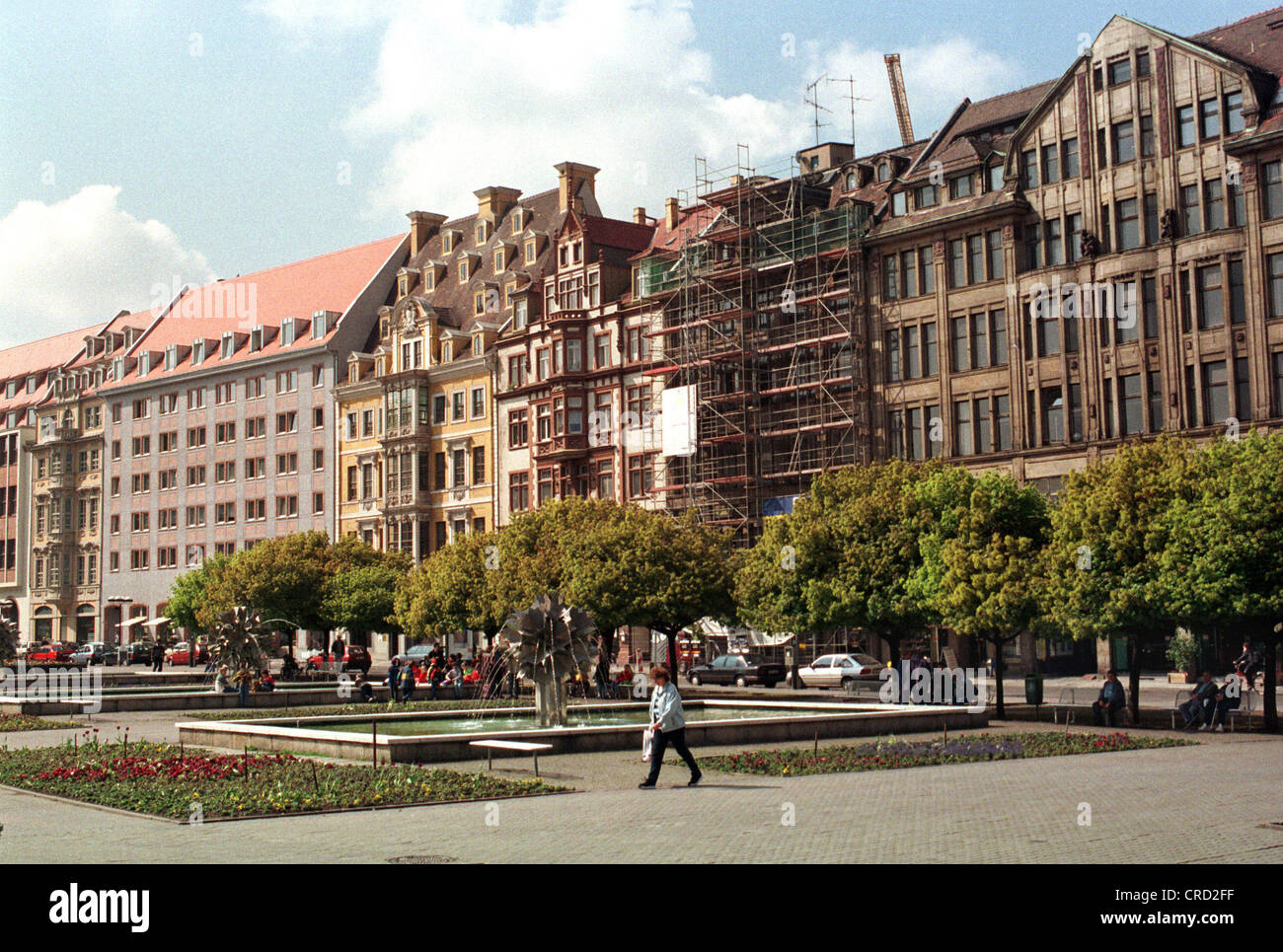 Leipzig city center, Haeuserzeile Stock Photo - Alamy