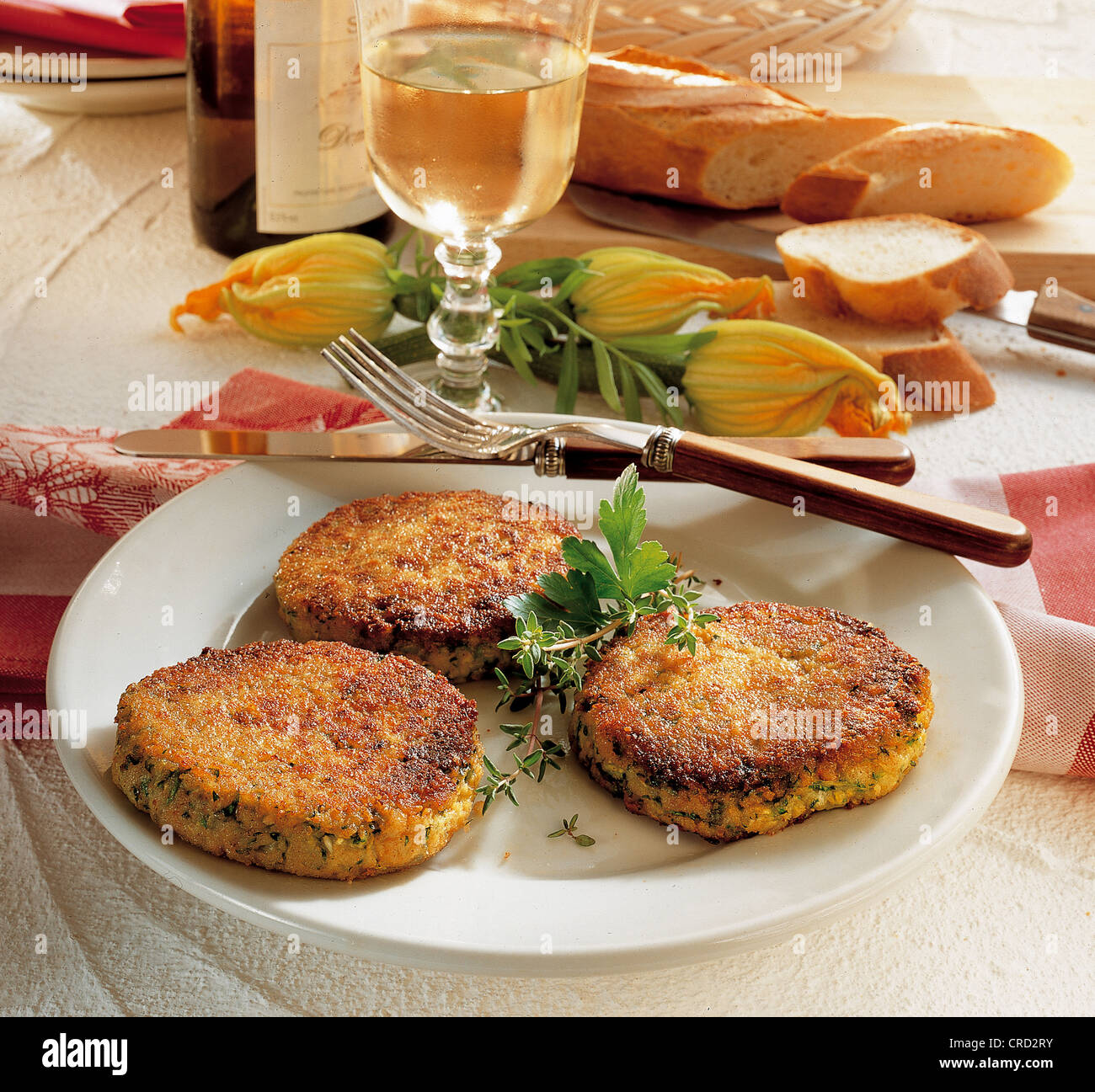 French zucchini patties, grated zucchini with white bread, egg, cheese ...