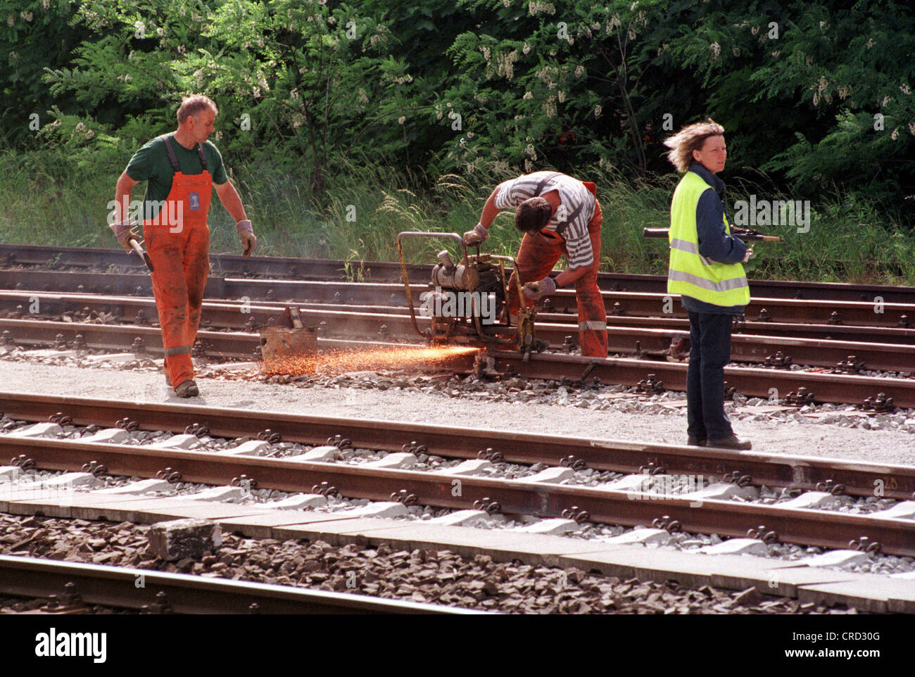 Track work on rails Stock Photo - Alamy