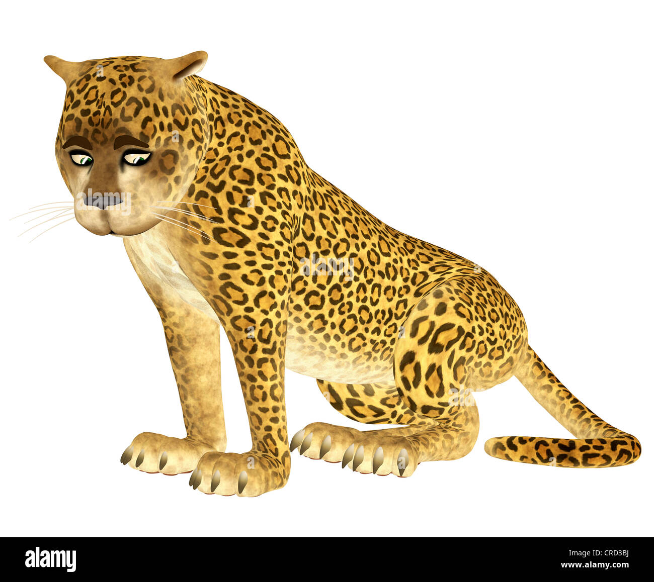 Illustration of a sad leopard isolated on a white background Stock ...