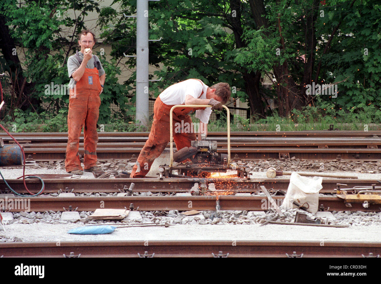 Track work on rails Stock Photo - Alamy
